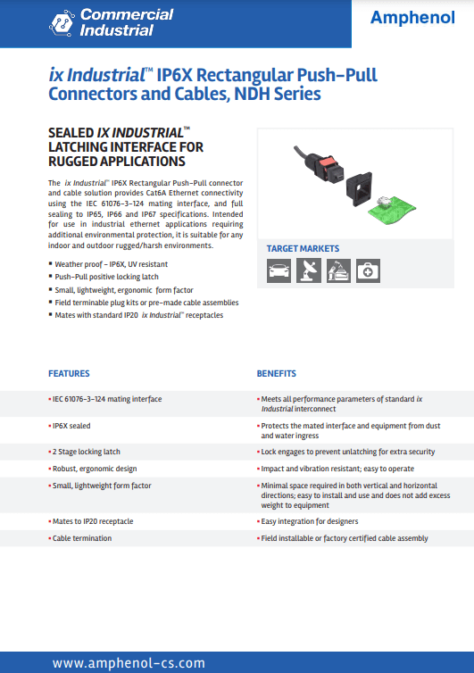 Amphenol Commercial NDH Series ix Industrial Connectors | TTI, Inc.