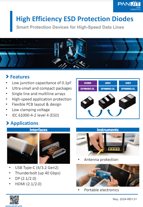PANJIT High Efficiency ESD Protection Diodes | TTI, Inc.