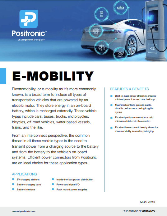 Positronic E-Mobility Supplier Guide | TTI, Inc.