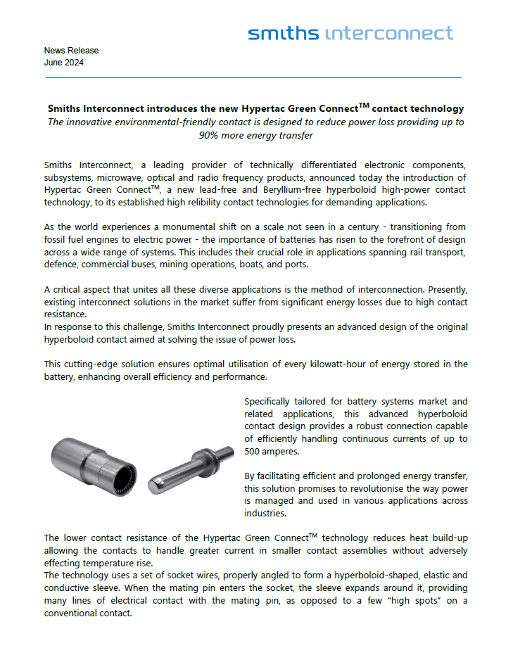 Smiths Interconnect Resources | TTI, Inc.