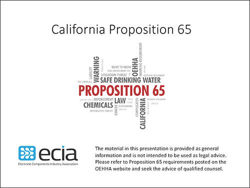 California Prop 65 Information | TTI, Inc.