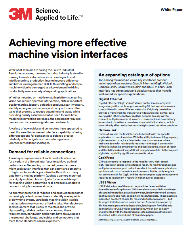 3M Machine Vision Interfaces White Paper | TTI, Inc.