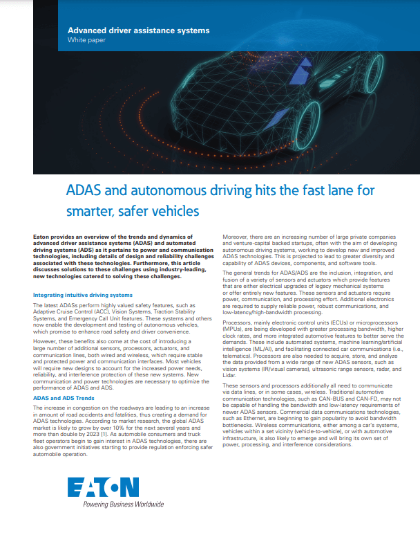 EATON Advanced Driver Assistance Systems White Paper | TTI, Inc.