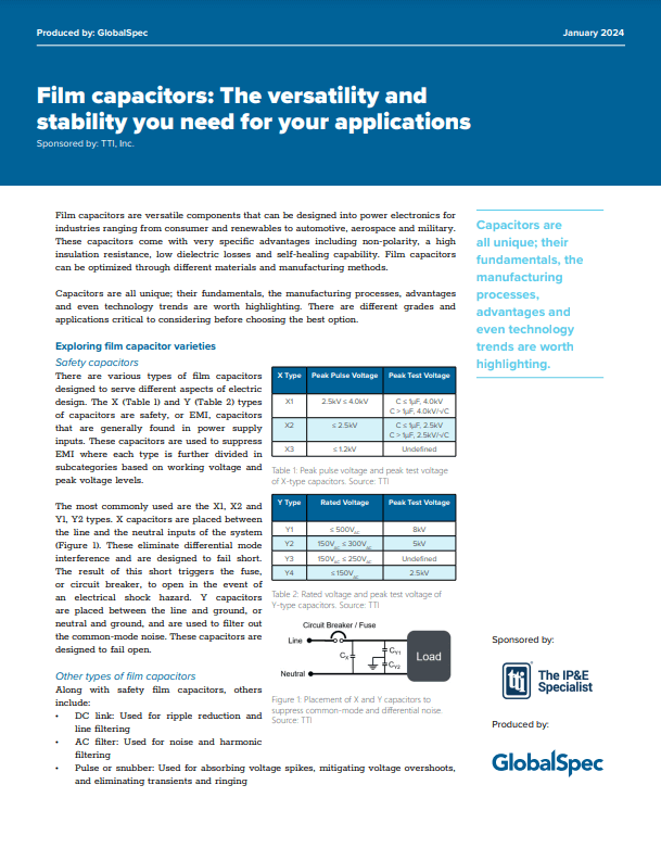 EATON Film Capacitors Versatility White Paper | TTI, Inc.