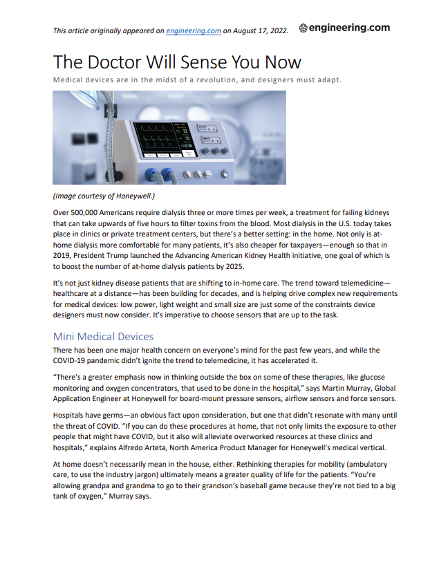 Honeywell Medical Device Application Note | TTI, Inc.