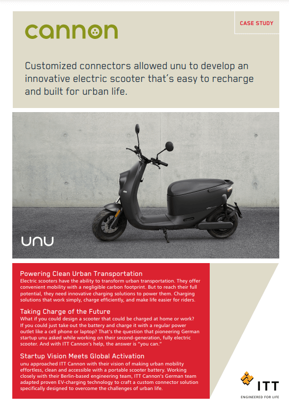 ITT Cannon Customized Connectors for E-Scooters | TTI, Inc.