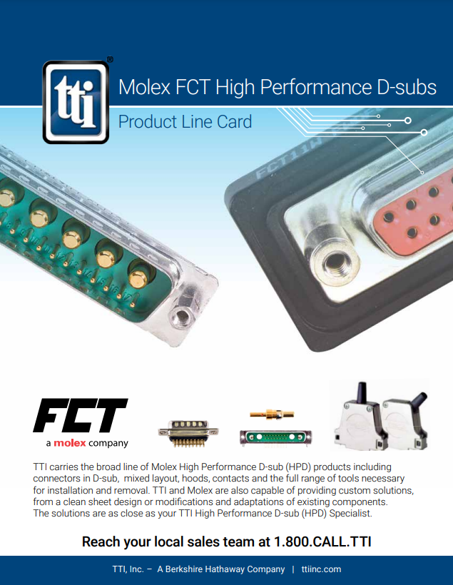 Molex FCT High Performance D-subs Product Line Card | TTI, Inc.