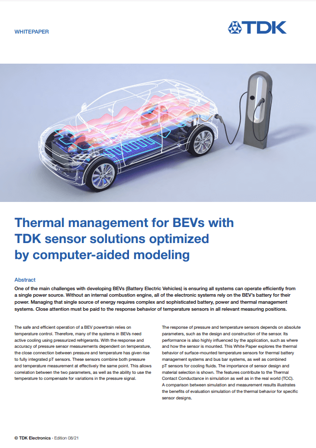 TDK Sensor Solutions for Thermal Management for BEVs | TTI, Inc.
