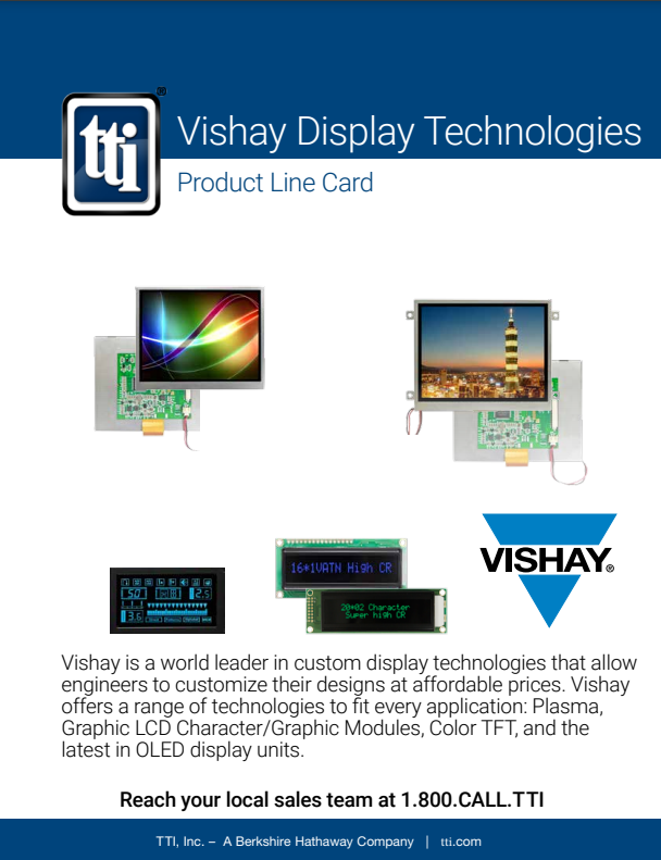 Vishay Display Technologies Product Line Card | TTI, Inc.