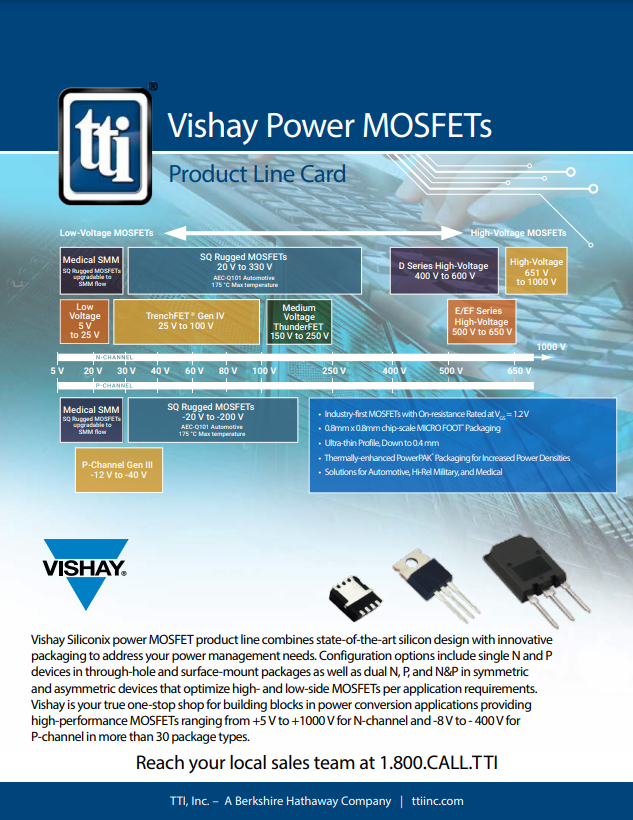 Vishay Power MOSFETs Line Card | TTI, Inc.