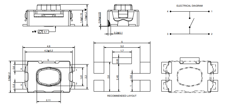 KMR2 Series Microminiature SMT Tactile Switches | TTI, Inc.