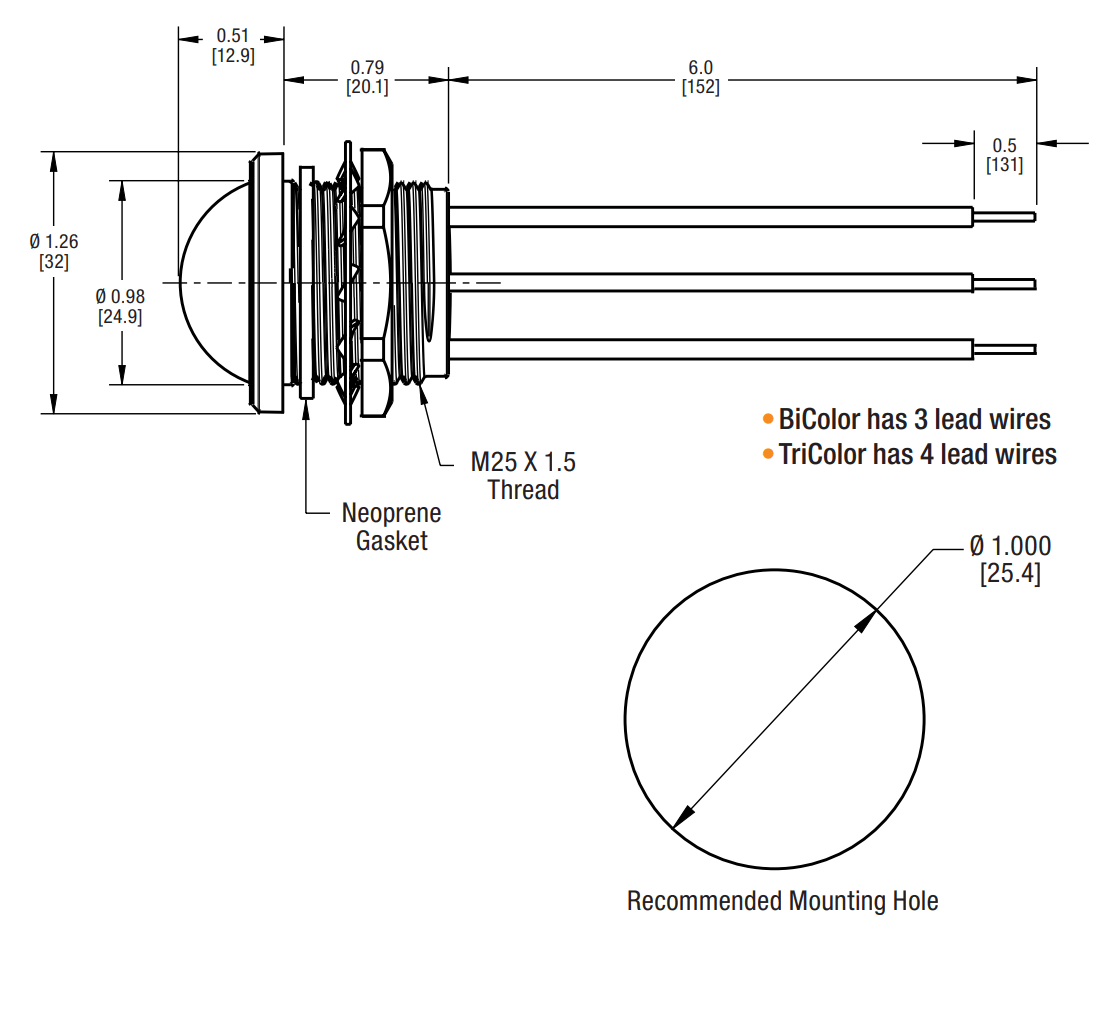 658 Bi- and Tri-Color Series Watertight LED Panel Mount Indicators ...